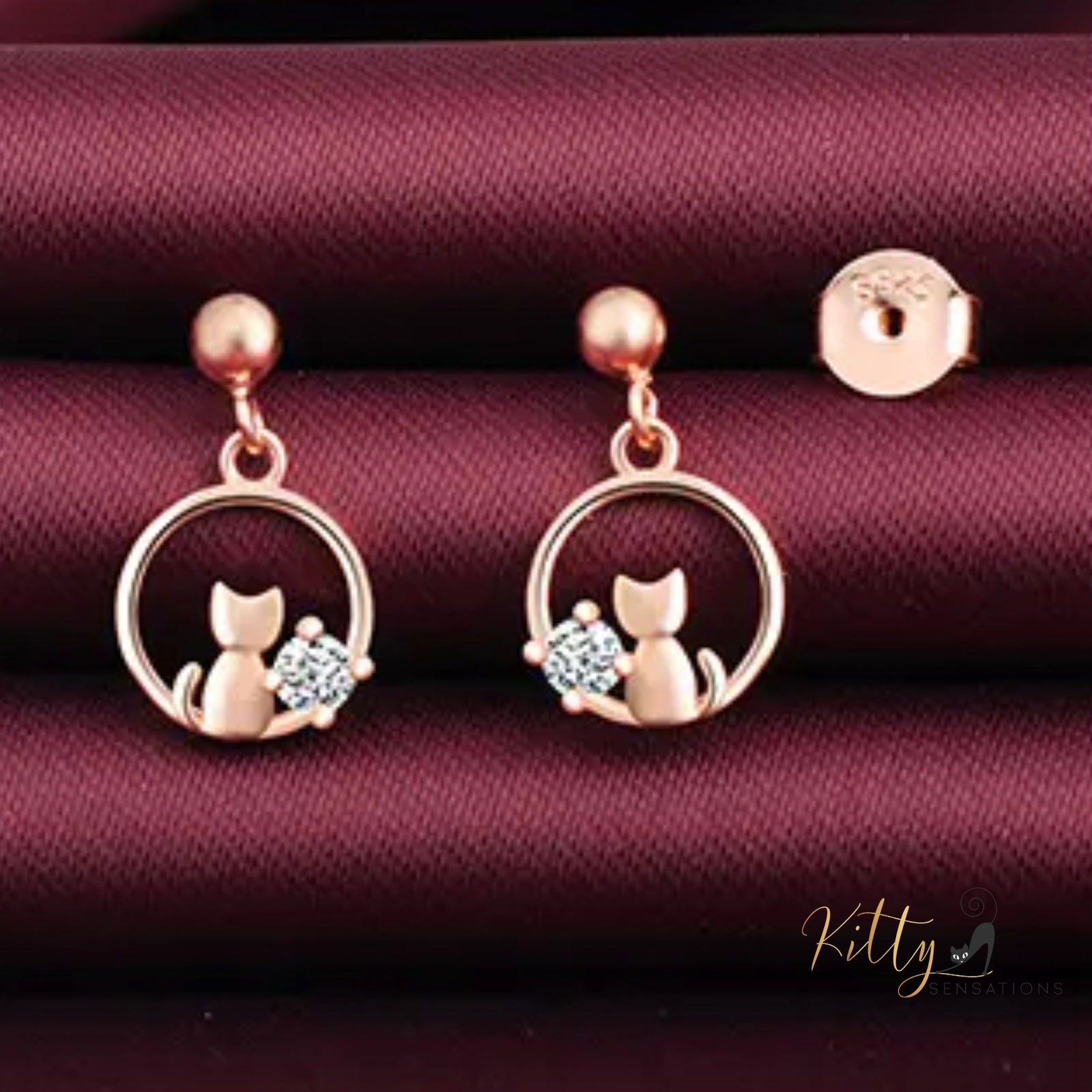 Center of Your World CZ Cat Jewelry Set in Solid 925 Sterling Silver