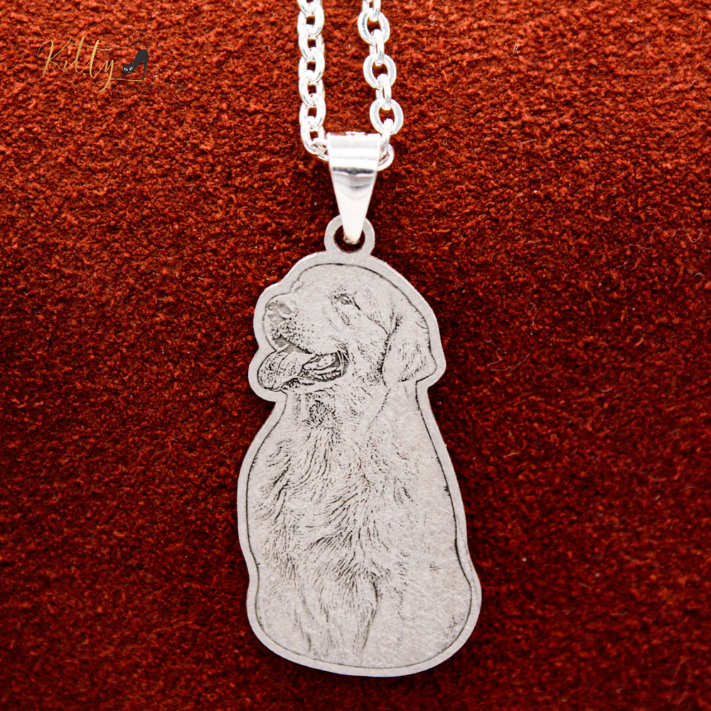 Personalized Dog Necklace with Engraving in Solid 925 Sterling Silver