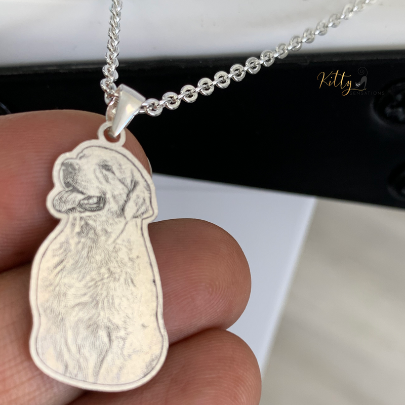 Personalized Dog Necklace with Engraving in Solid 925 Sterling Silver