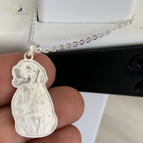 Personalized Dog Necklace with Engraving in Solid 925 Sterling Silver