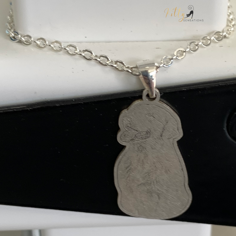 Personalized Dog Necklace with Engraving in Solid 925 Sterling Silver