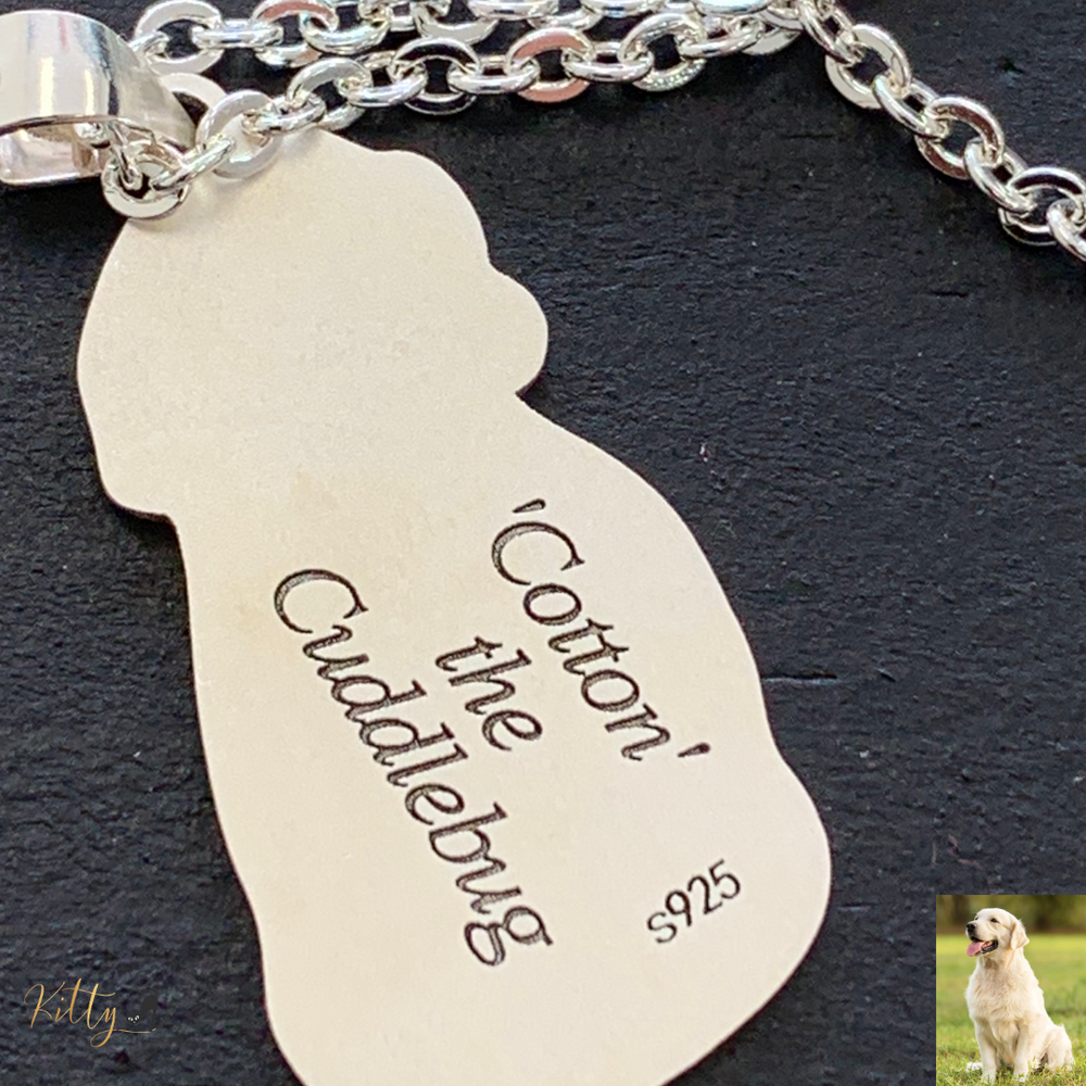 Personalized Dog Necklace with Engraving in Solid 925 Sterling Silver