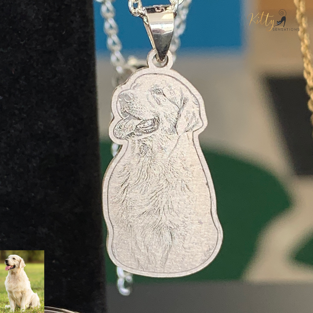 Personalized Dog Necklace with Engraving in Solid 925 Sterling Silver