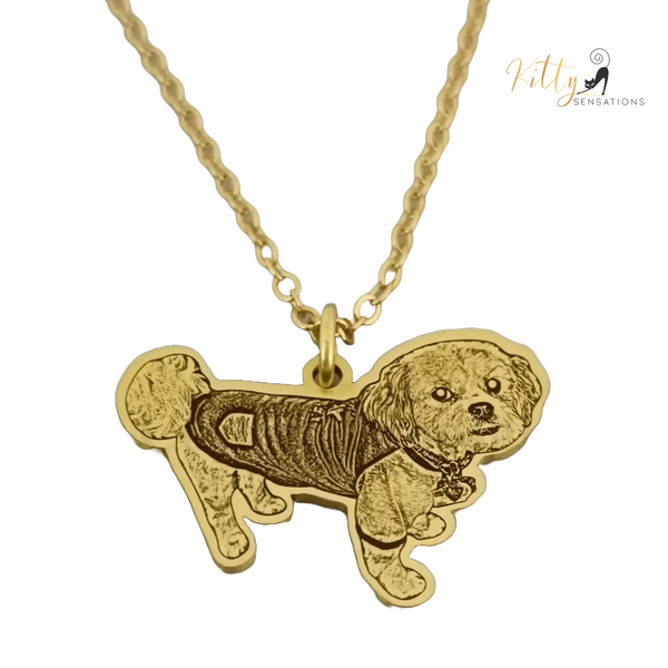 Personalized Dog Necklace with Engraving in Solid 925 Sterling Silver
