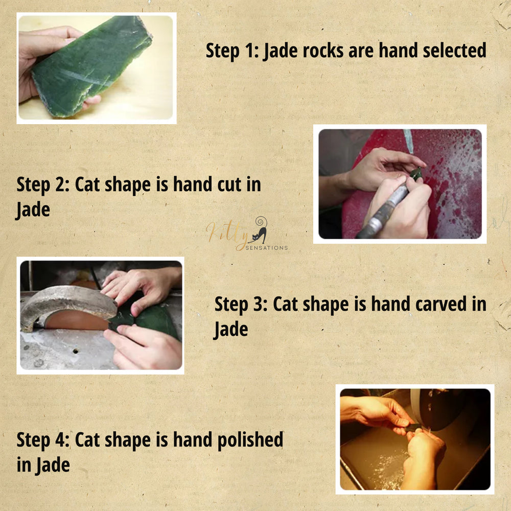 Jade Cat Earrings in Solid 925 Sterling Silver (Natural Jade, Fine Jew